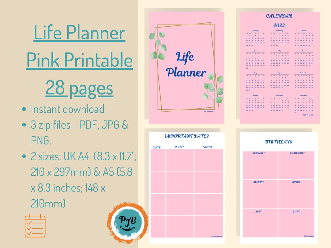 Life Planner 2023, Digital Daily Planner Undated, Yearly Planner ...