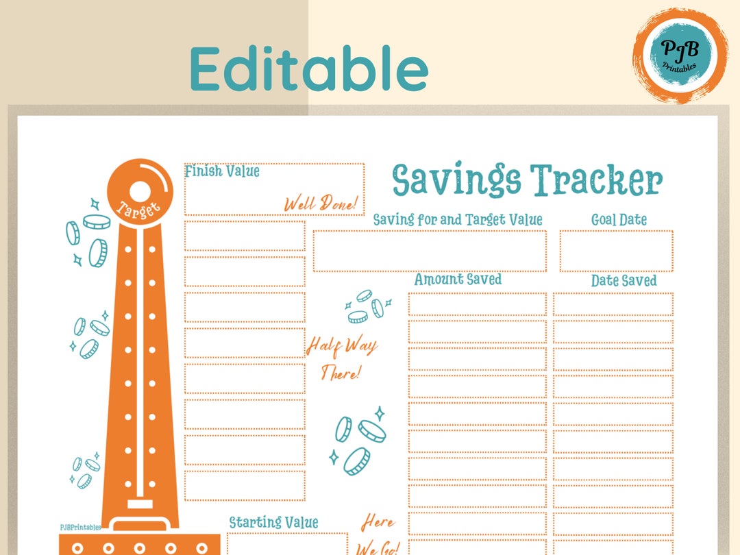 Savings Tracker Printable Money Saving Challenge Sinking Funds Tracker ...