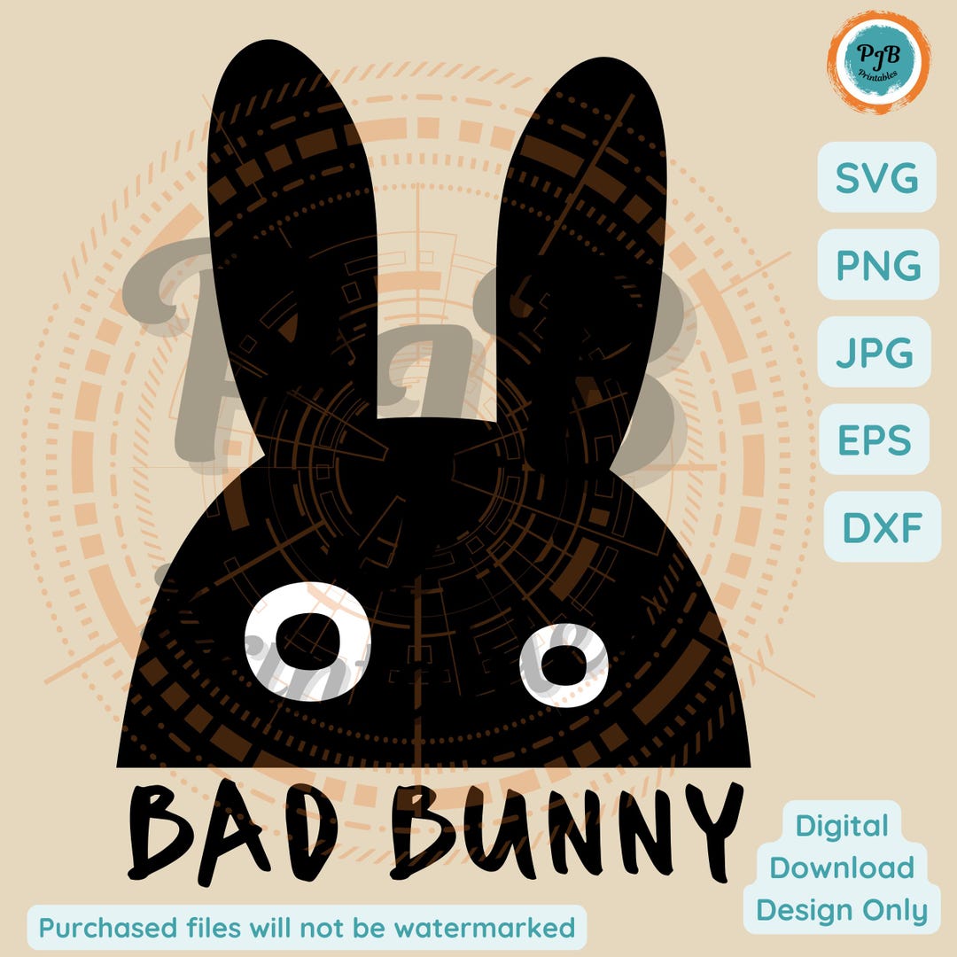 Bad Bunny Svg, Rabbit's Head Silhouette, Png, Dxf, Eps, Jpg, Cricut ...