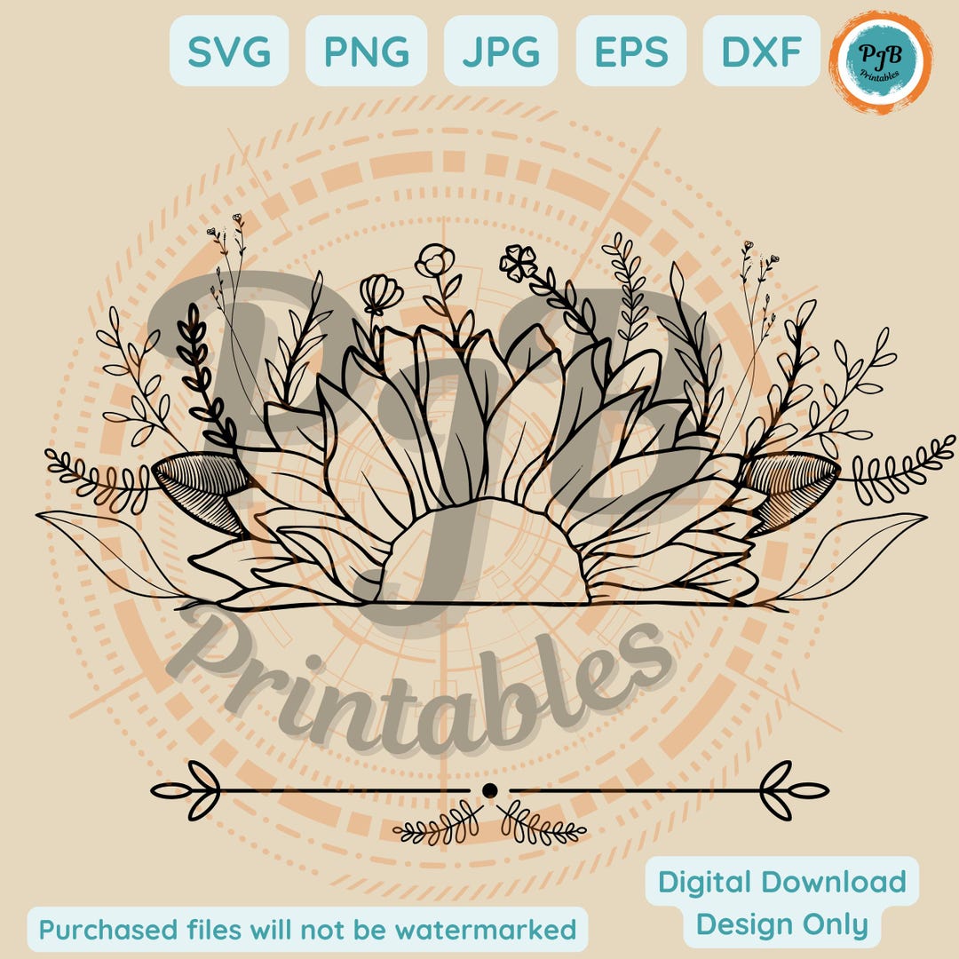 Sunflower SVG Nature PNG Sunflower Border Svg Floral Themed Gifts for ...