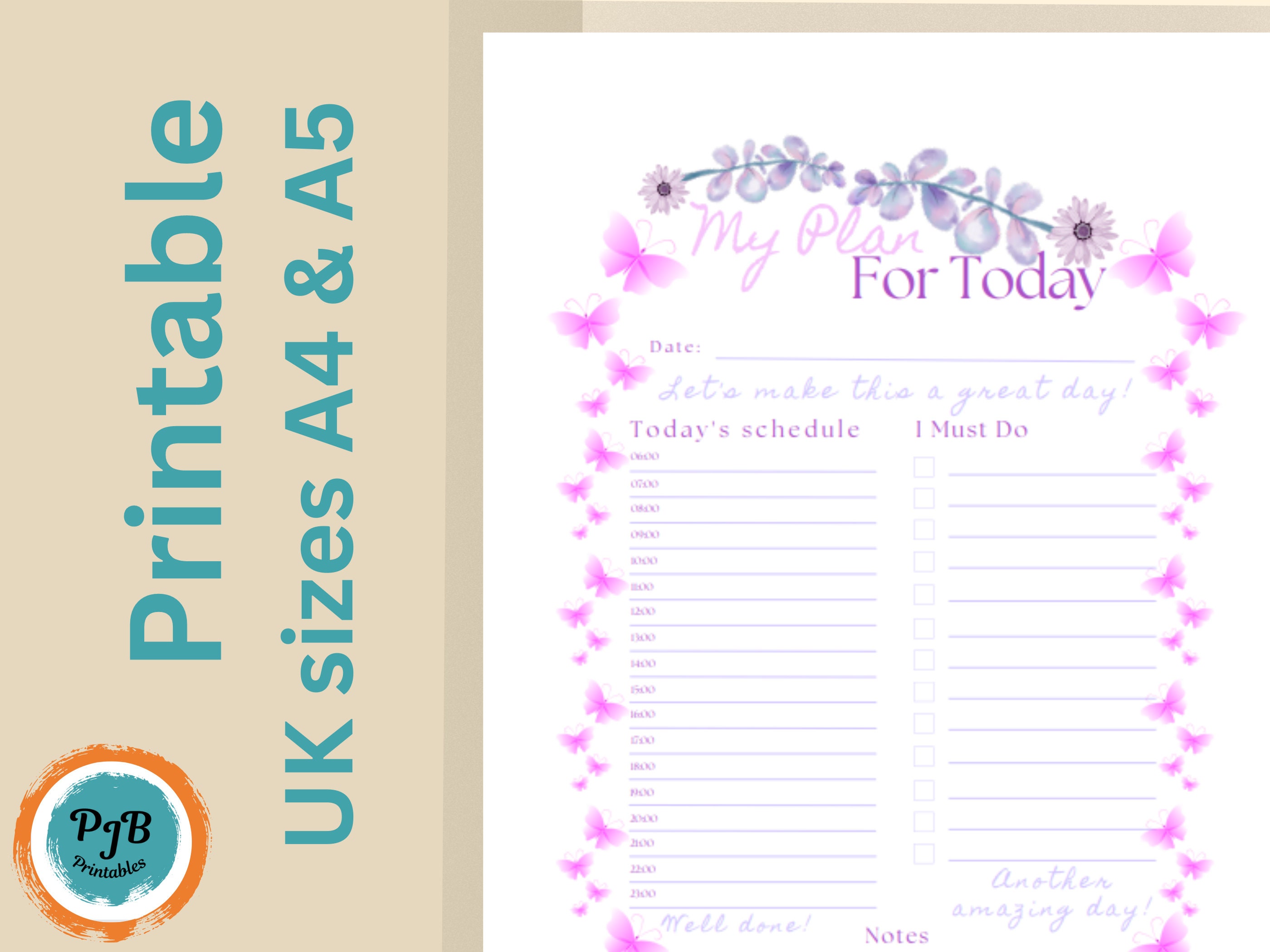 Daily Planner Printable, Daily Itinerary, Butterfly Themed Templates ...