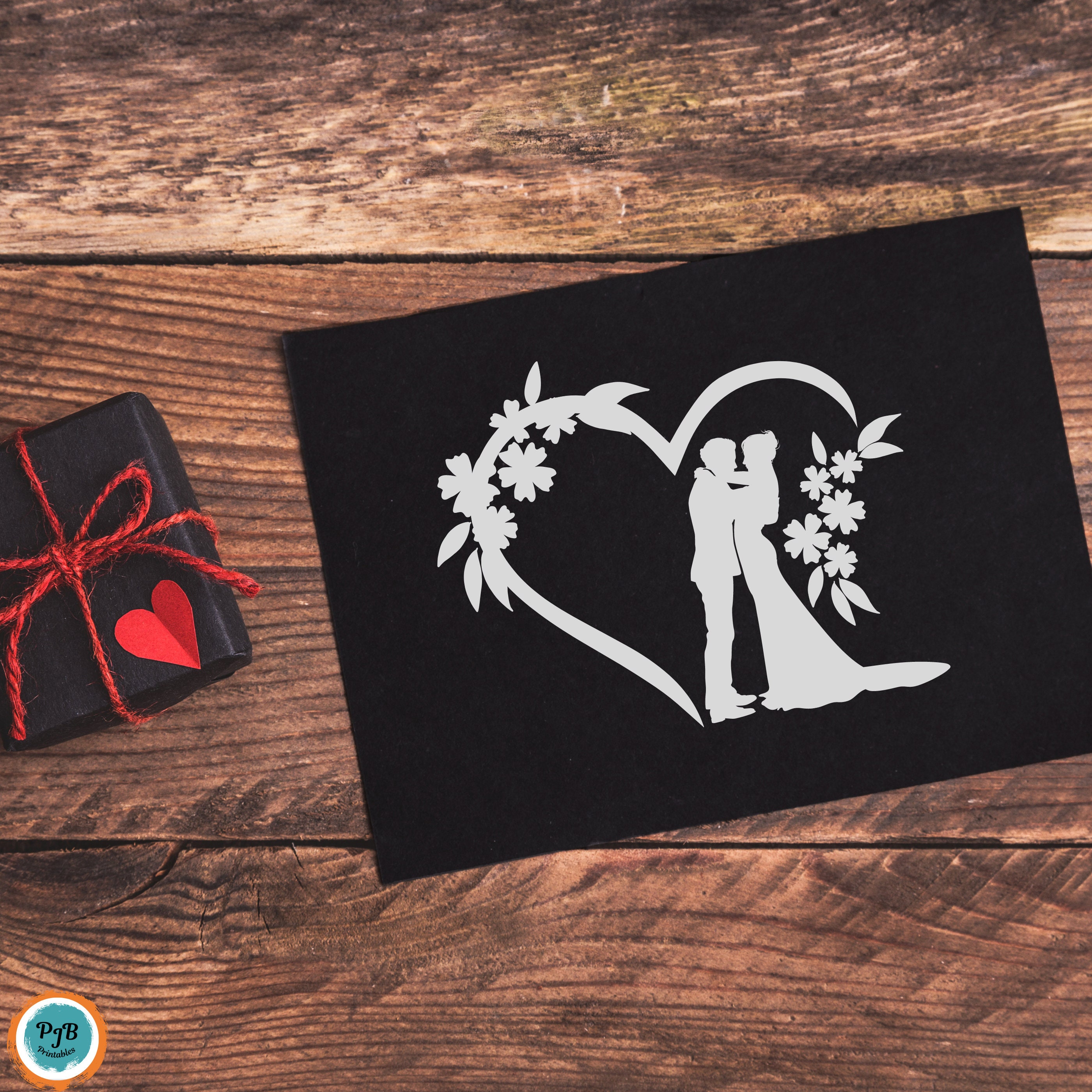 Wedding Couple Silhouette SVG Heart Flower PNG Cricut Wedding Heart Svg ...