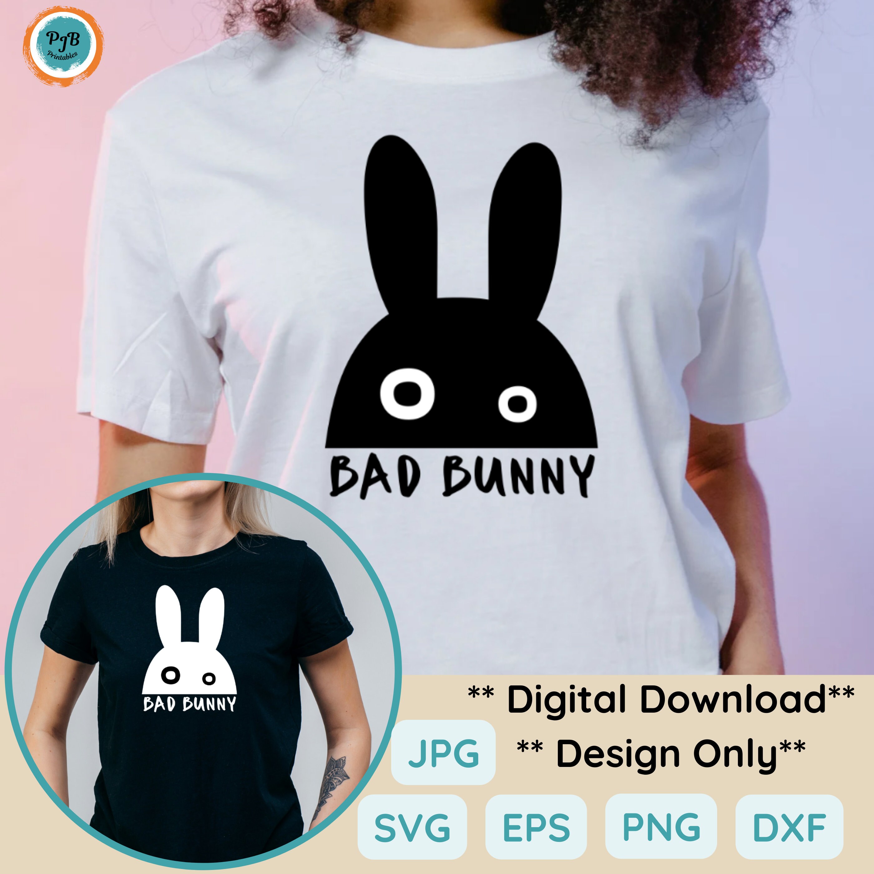 Bad Bunny Svg, Rabbit's Head Silhouette, Png, Dxf, Eps, Jpg, Cricut ...