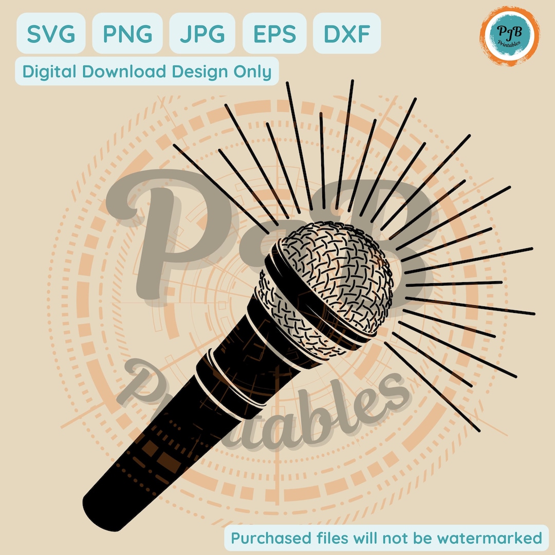 Microphone SVG Music PNG Cricut Music Lover Gift of Sound Waves Svg ...