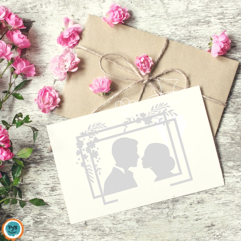 Wedding Couple Silhouette SVG, Png, Dxf, Eps, Jpg, Cricut, Flowers ...