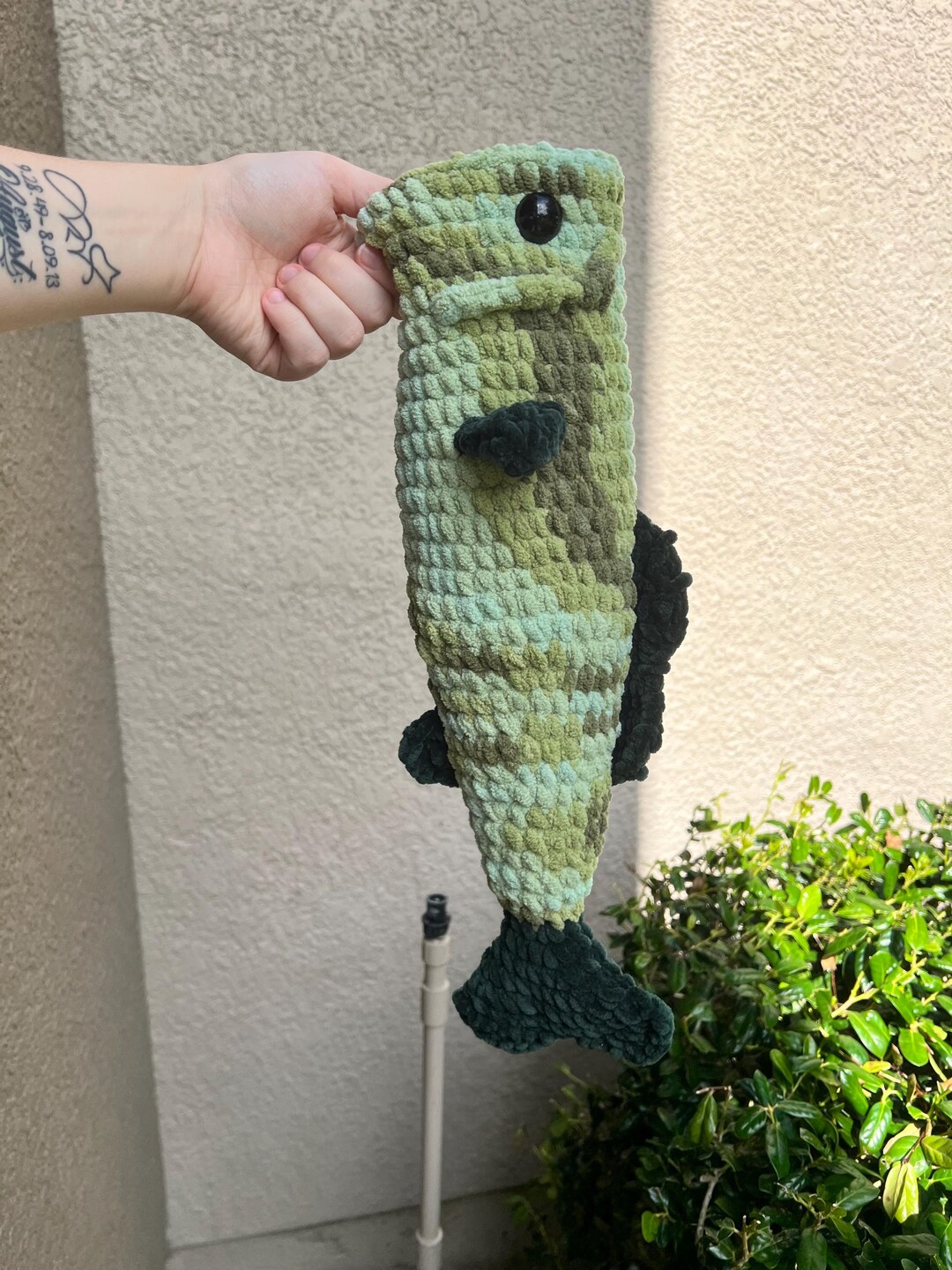 Crochet Bass Fish Plush Handmade Birthday Gift Sea Life Aquatic Salt ...