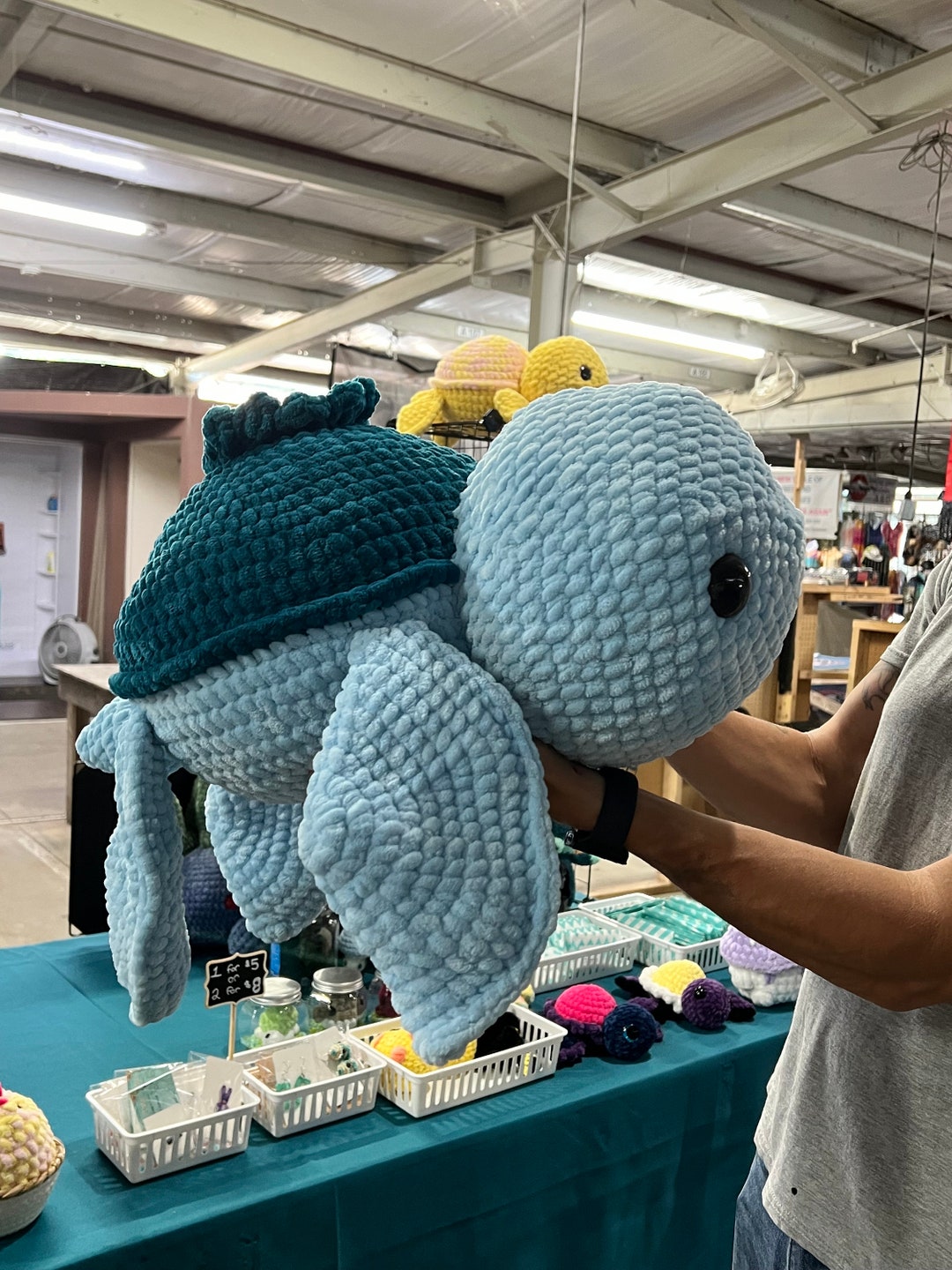 Lifesize Jumbo Blueberry Turtle Soft Handmade Crochet Plushie Birthday ...