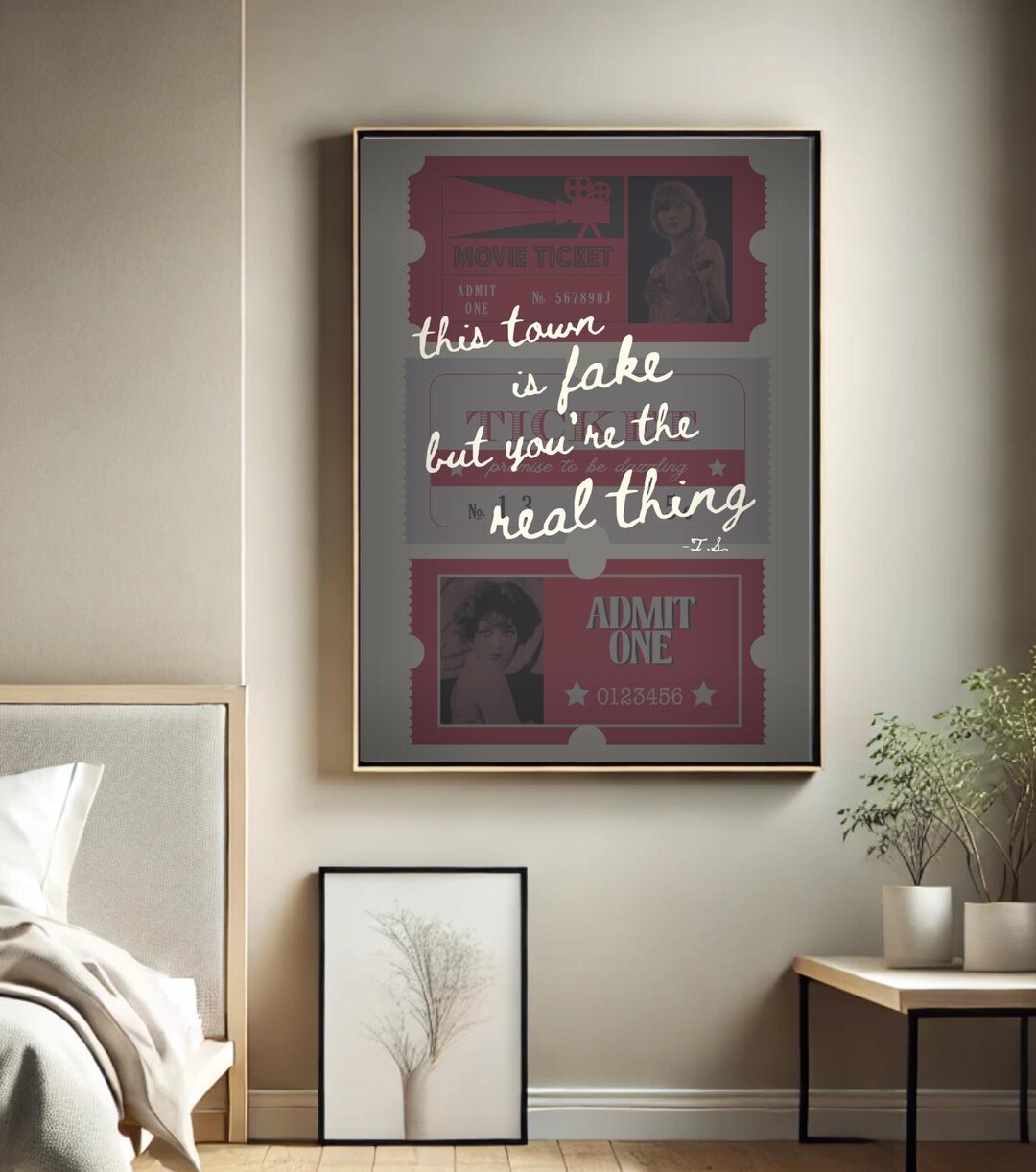 Taylor Swift Poster: Clara Bow Lyrics, TTPD, Red and Monochrome Colour ...