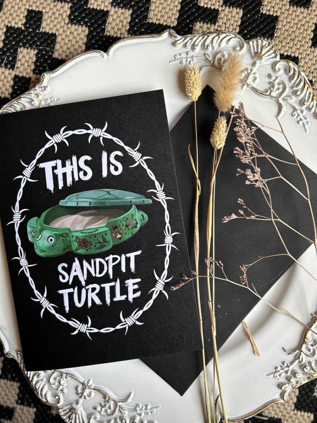 Sandpit Turtle Greetings Card, A5 Sized, Emo, Metal Music, Gothic ...