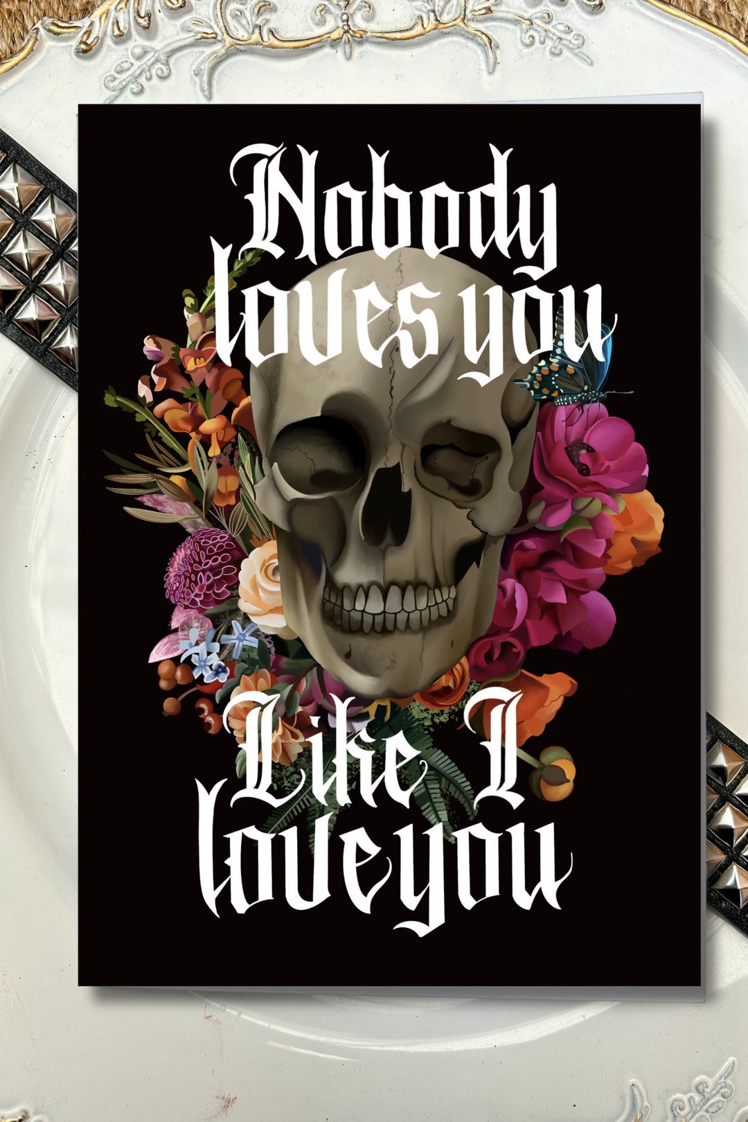 Skull & Floral Bouquet A4 Print: Emo Gothic Art - Etsy