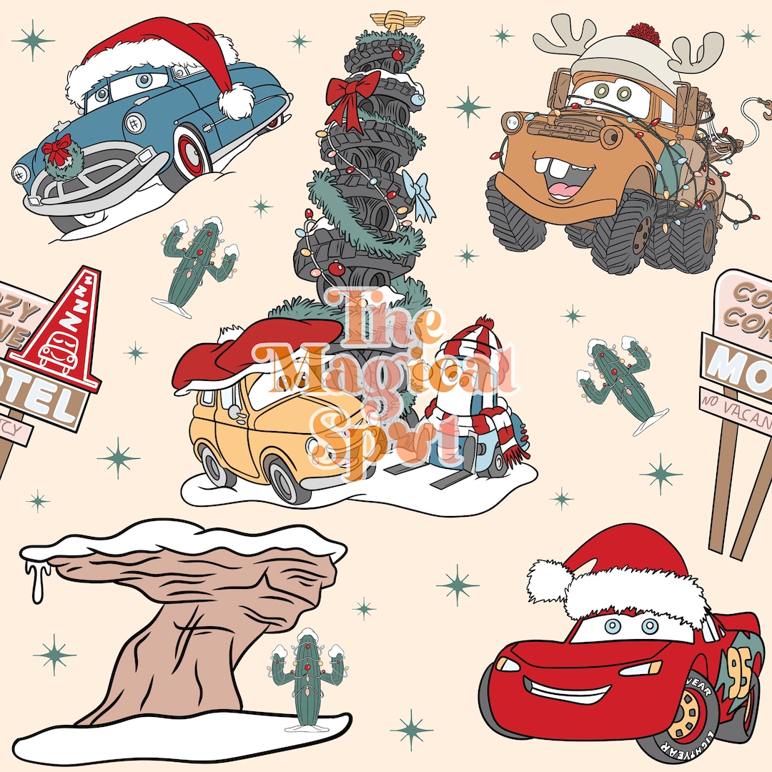 Christmas Cars Seamless Pattern, Magical Christmas Seamless Pattern for ...