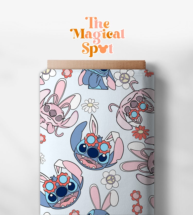 Stitch and Angel Easter Bunnies Seamless Pattern, Easter Seamless File ...