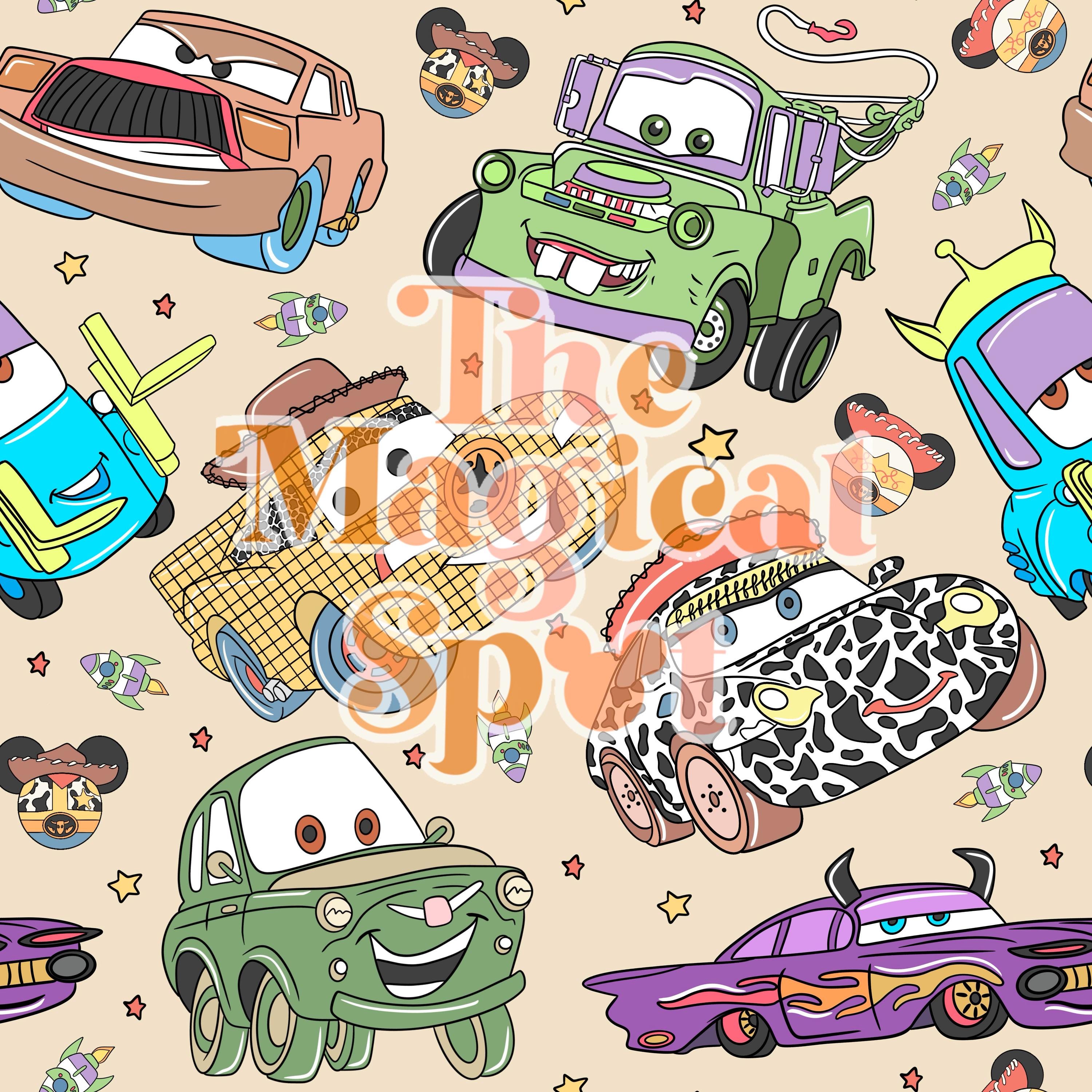 Cars Story Friends Seamless Pattern, Magical Cars Seamless Pattern for ...