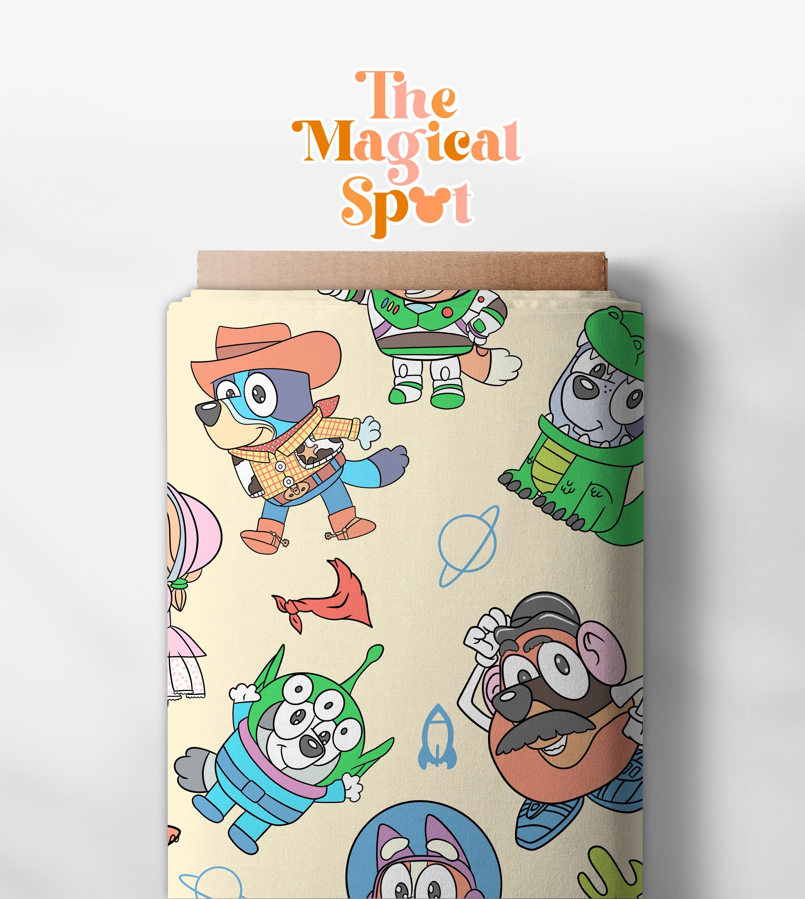 Blue Dog and Story Friends Seamless Pattern, Blue Dog Story Toys ...