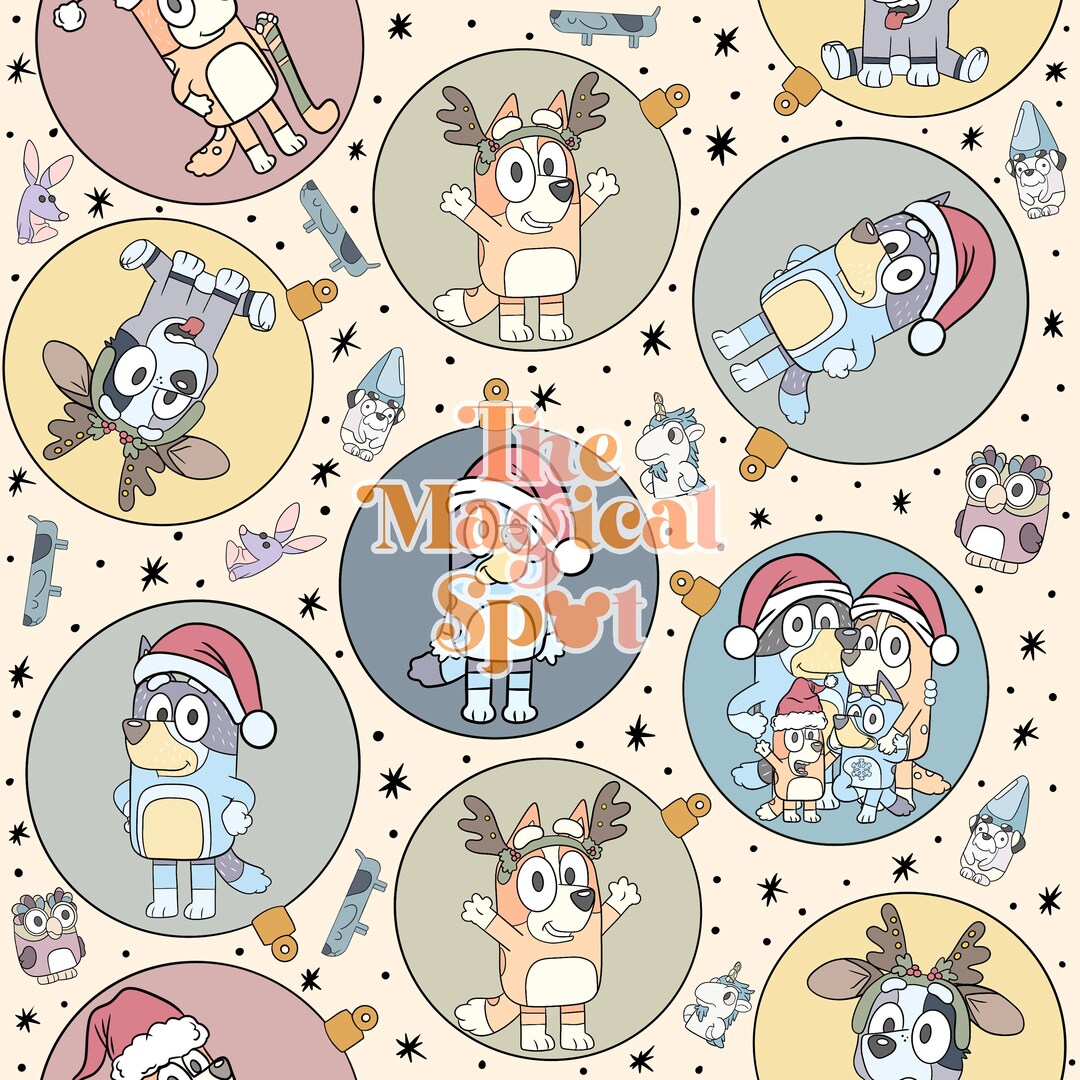Blue Dog and Family Seamless Pattern, Christmas Seamless File, Magical ...