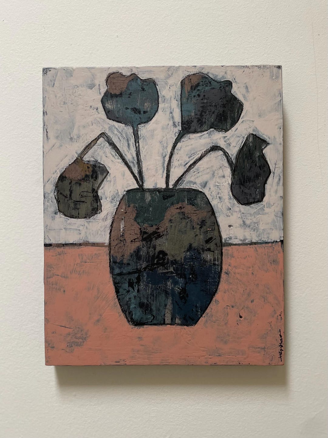 Abstract Painting-modern Vase of Flowers. Unique and One of a Kind ...