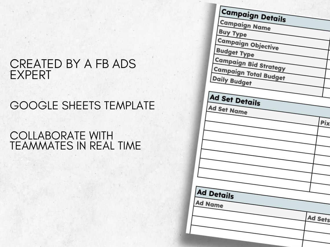 Facebook Ads Master Planning Template | Collaborative Team Tool for ...