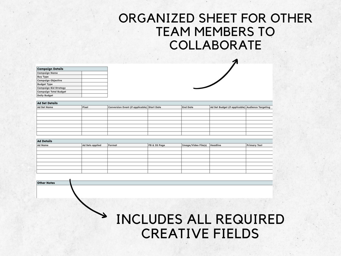 Facebook Ads Master Planning Template | Collaborative Team Tool for ...