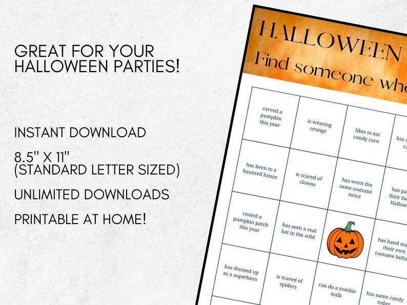 Halloween Bingo Printable – Family-friendly Party Game for All Ages - Etsy