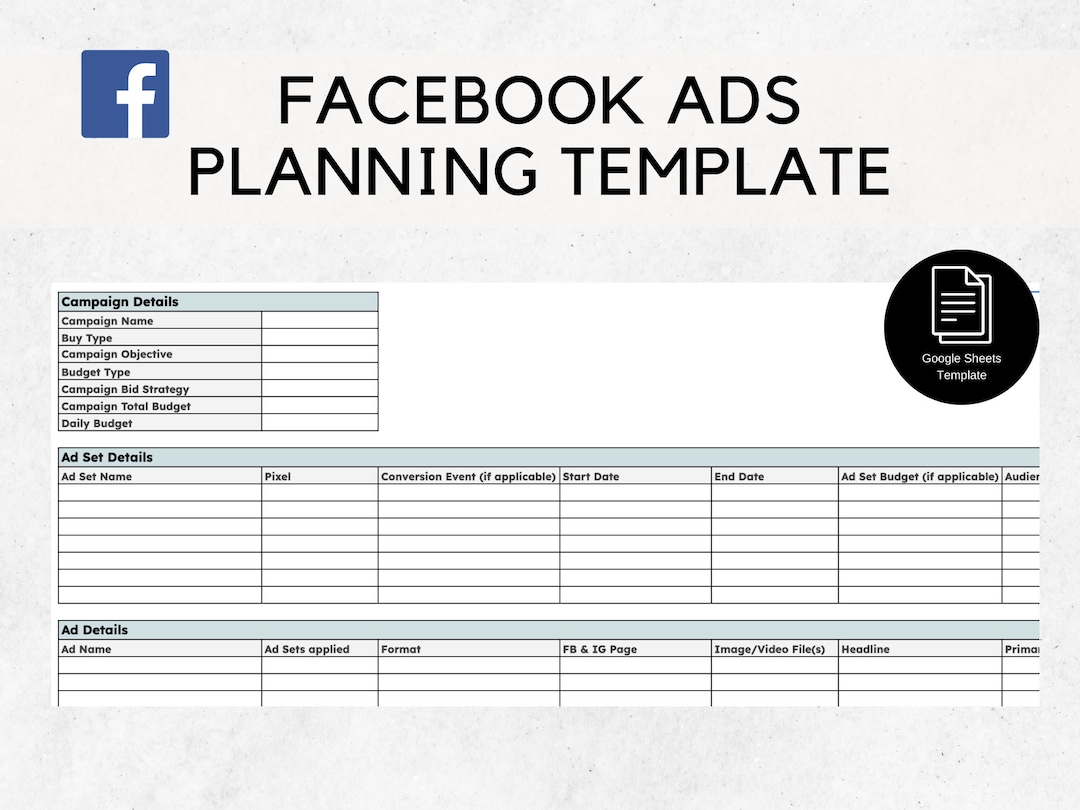 Facebook Ads Master Planning Template | Collaborative Team Tool for ...