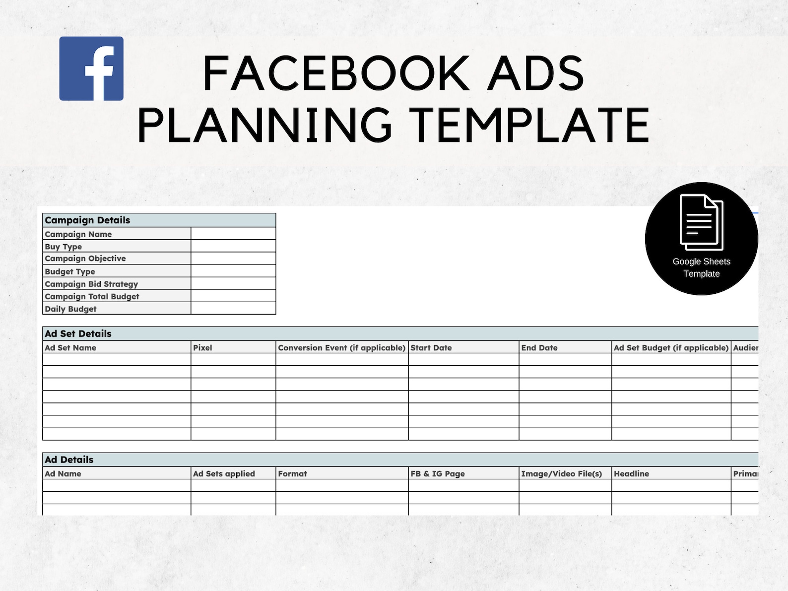 Facebook Ads Master Planning Template | Collaborative Team Tool for ...