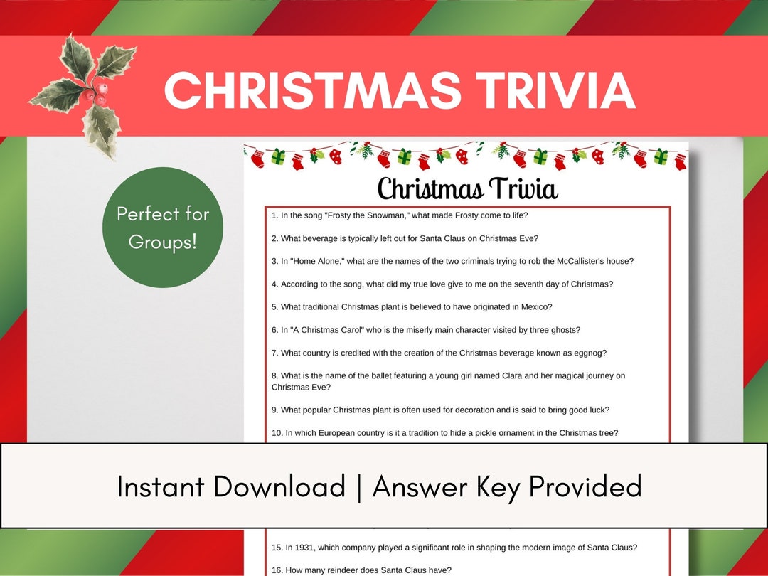 Christmas Trivia: Festive Printable Game for Holiday Gatherings - Etsy