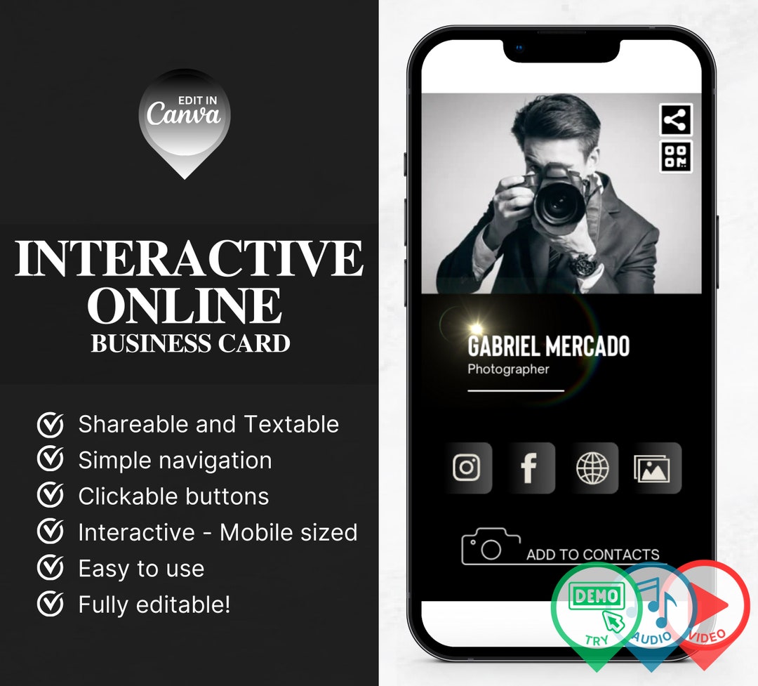 Custom Online Interactive Virtual Business Card Template Add Video ...