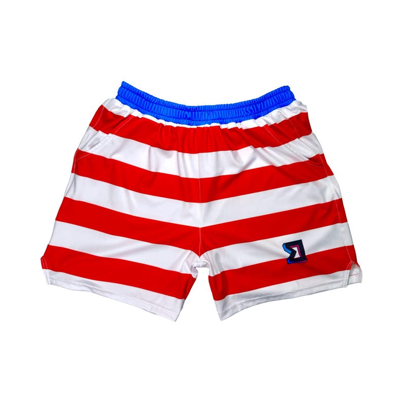 Waldo Red White and Blue Striped Dry-fit Basketball Shorts - Etsy