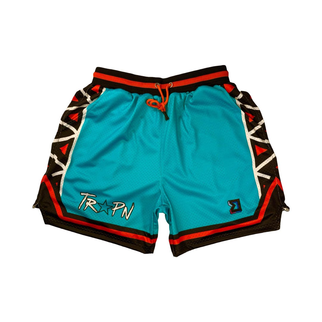 Trap Star PRO Style Mesh Basketball Shorts in Teal W Black and Orange ...