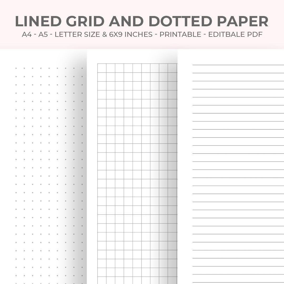 Lined Grid and Dotted Paper, Lined Paper, Grid Paper, Dotted Paper ...