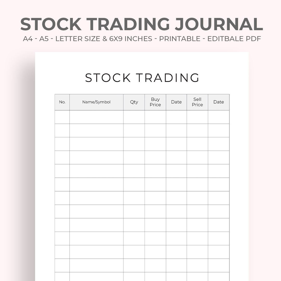 Stock Trading Journal, Stock Trading Logbook, Stock Tracker, Forex Journal, Trading Journal ...