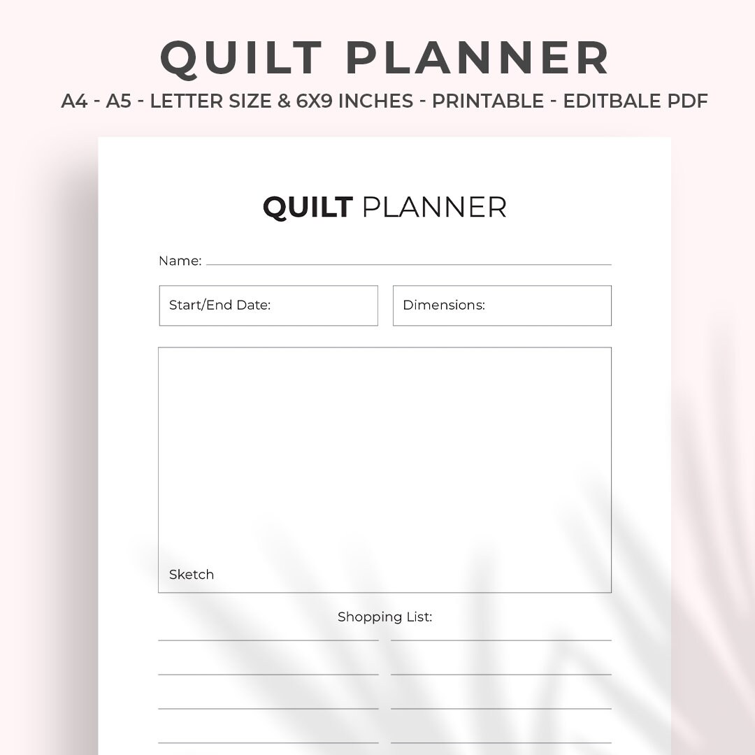 Quilt Planner, Printable Quilt Planner, Quilt Summary Sheets, Quilting ...
