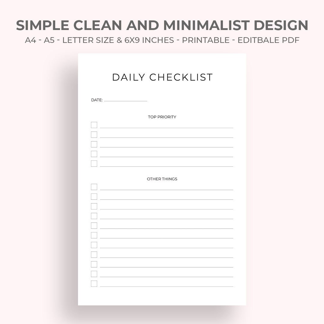 Daily Checklist, Daily Checklist Printable, Printable Daily Routine ...