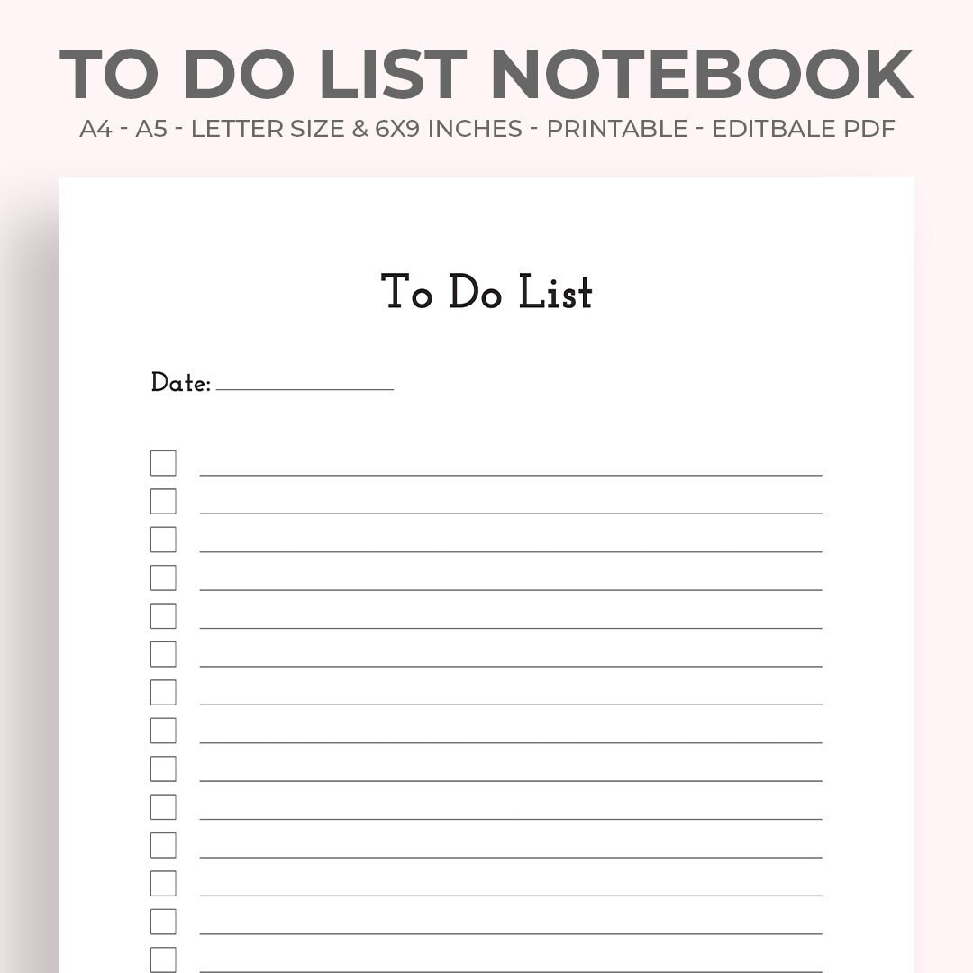 To Do List Notebook, Printable to Do List Notebook, to Do List Sheets ...
