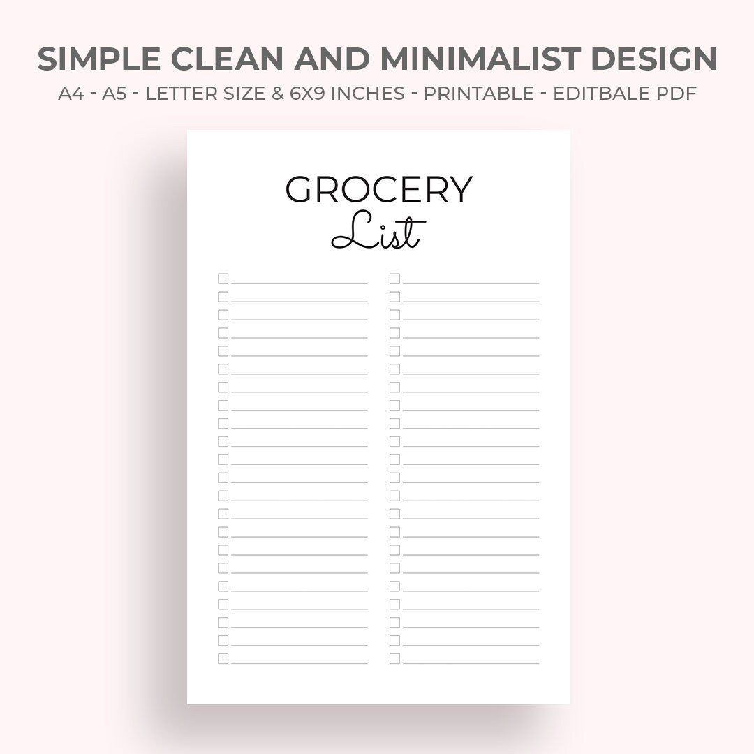 Printable Grocery List Template, Grocery List Template, Shopping List ...