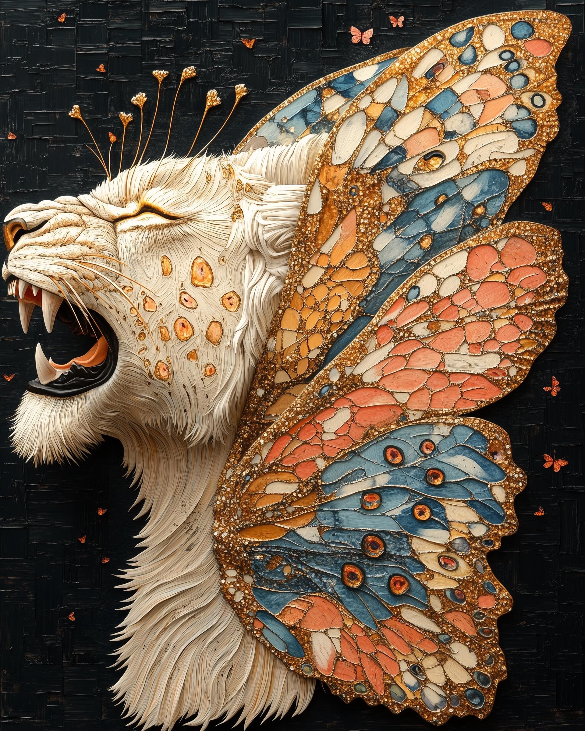 Majestic Roaring Lion With Butterfly Wings | Bold and Unique Wall Art ...