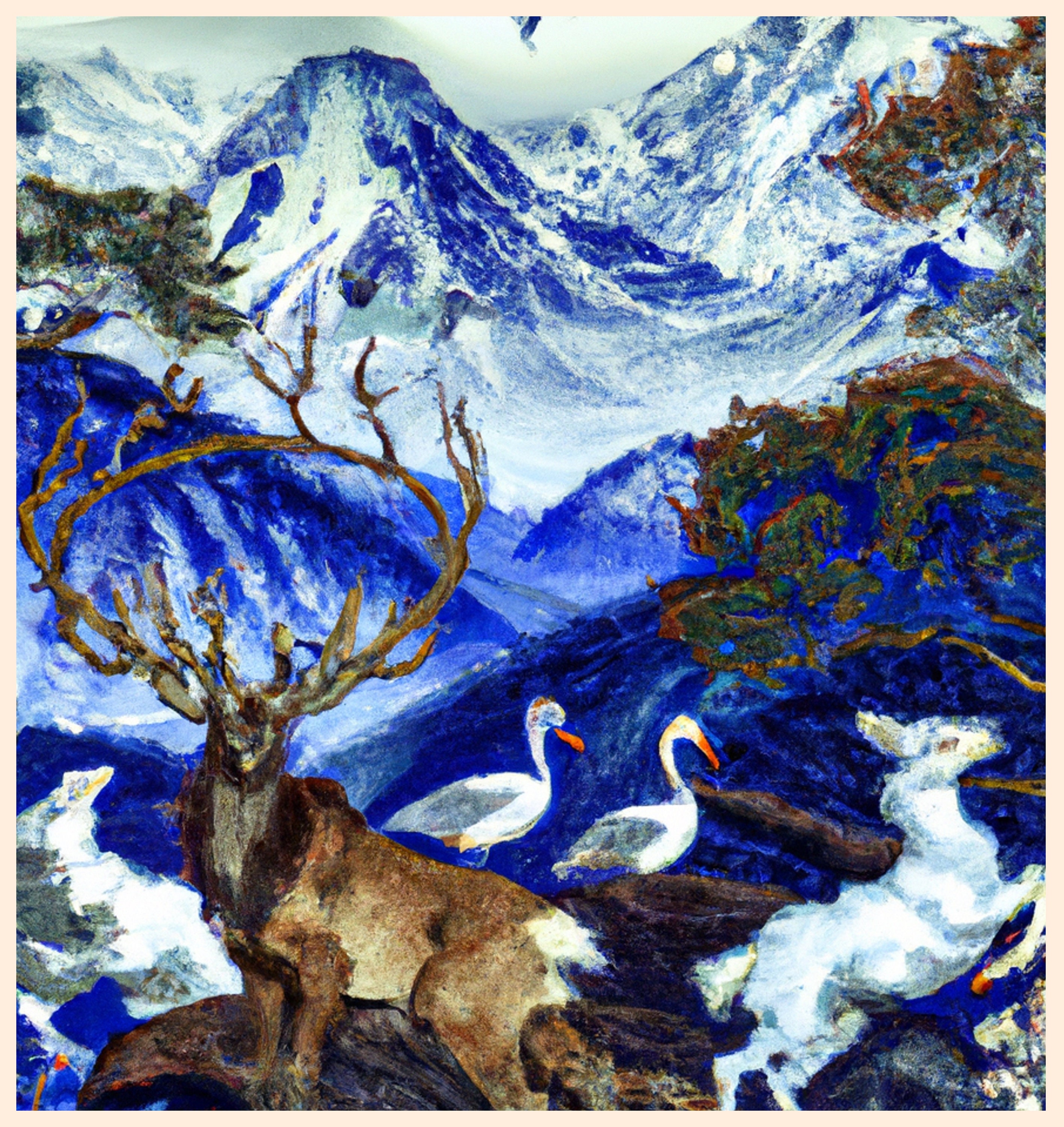 Wild Animals in Japanese Mountain Forest - Japanese Vintage Ukiyo-e ...