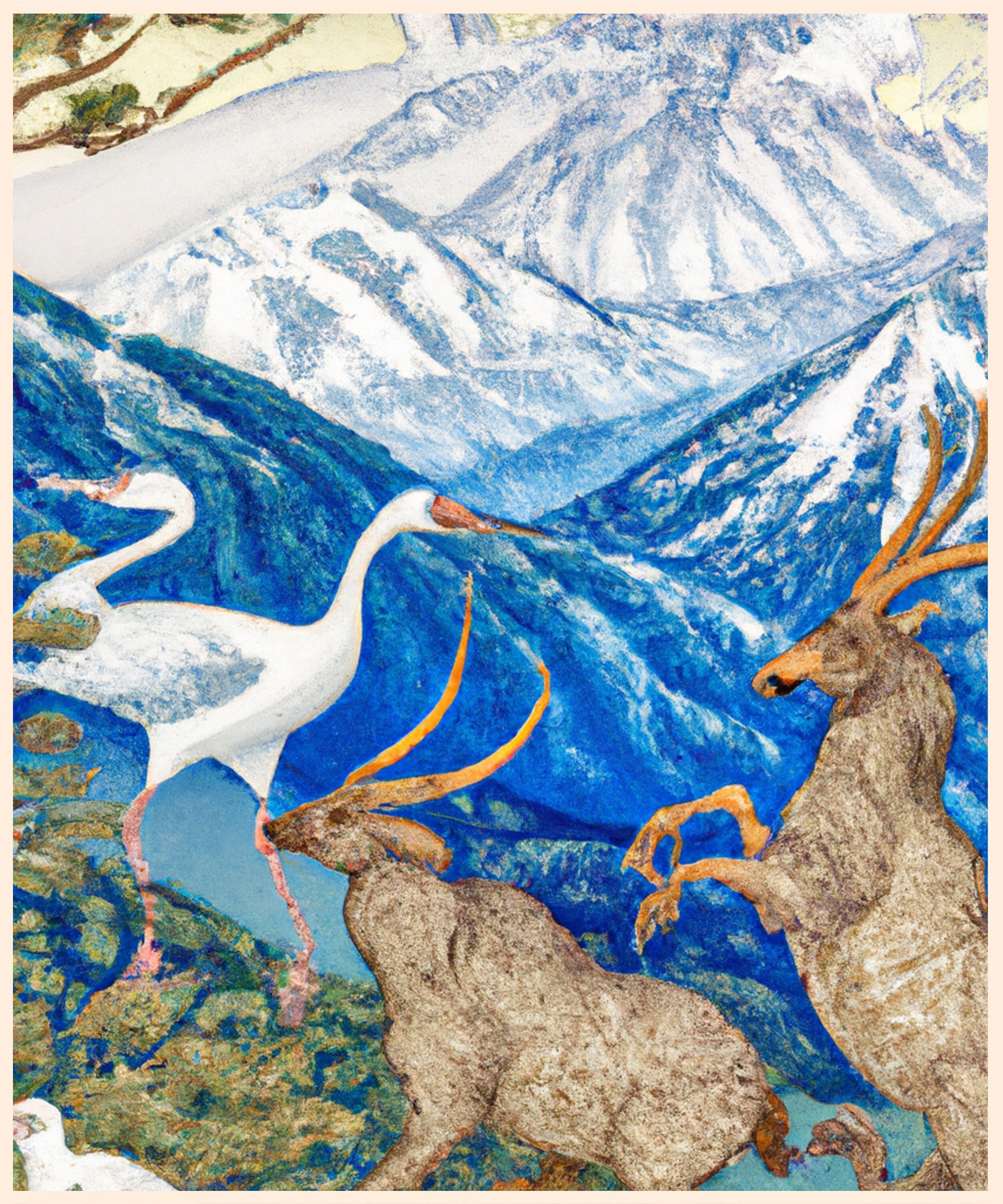 Wild Animals in Japanese Mountain Forest - Japanese Vintage Ukiyo-e ...