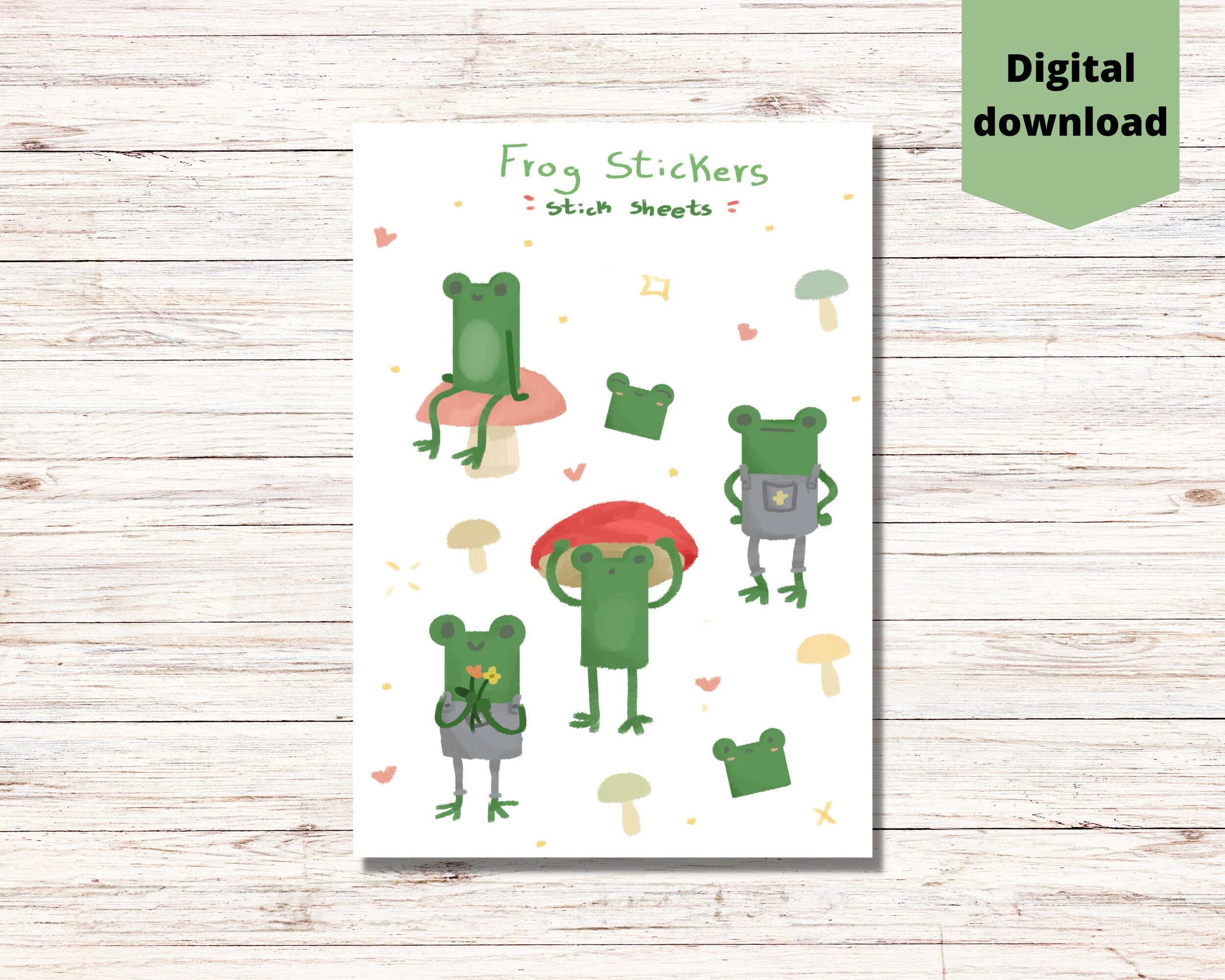 Cute Frog Stickers, Digital Download Frog Stickers, Bullet Journal ...