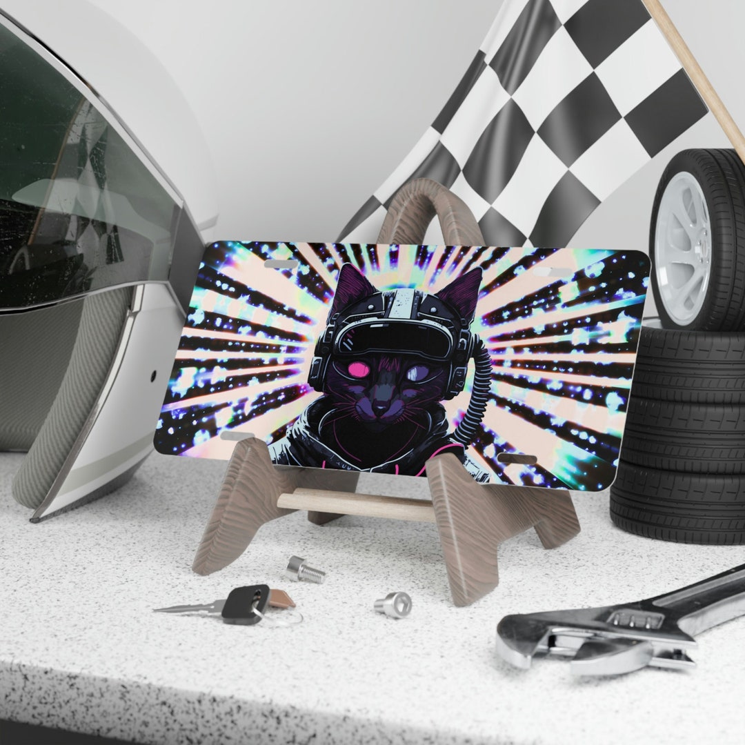 Space Cat License Plate, Sci Fi Aesthetic Front License Plate, Hyper ...