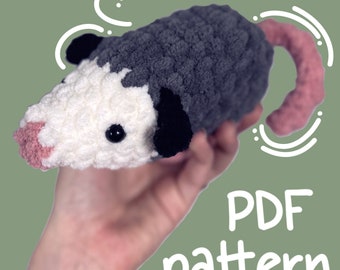 Crochet Possum Pattern NO SEW PDF Download Mini Opossum Keychain Baby ...