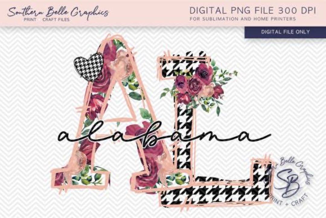 Alabama Floral Houndstooth Png - Etsy