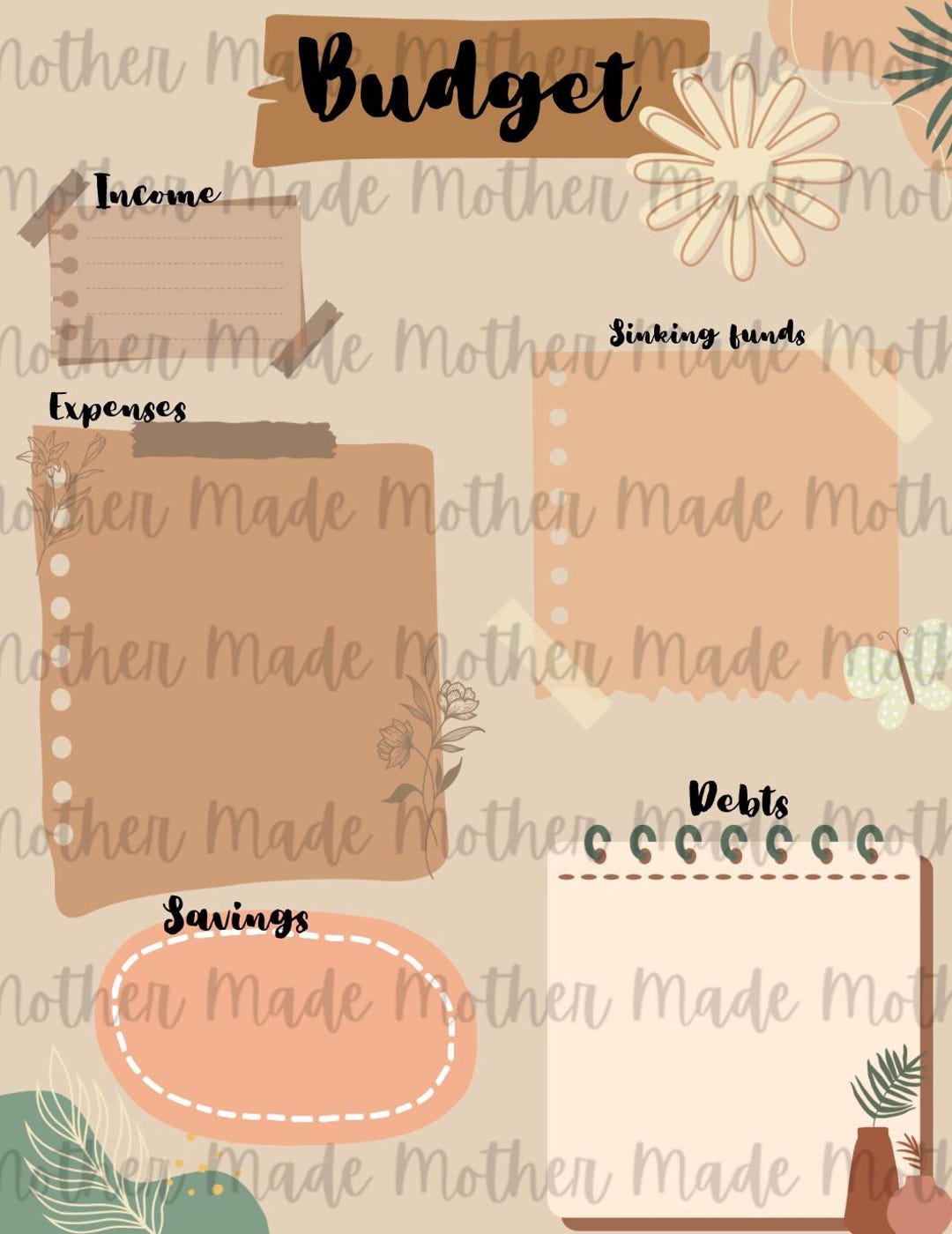 Cute Boho Budget Template - Etsy