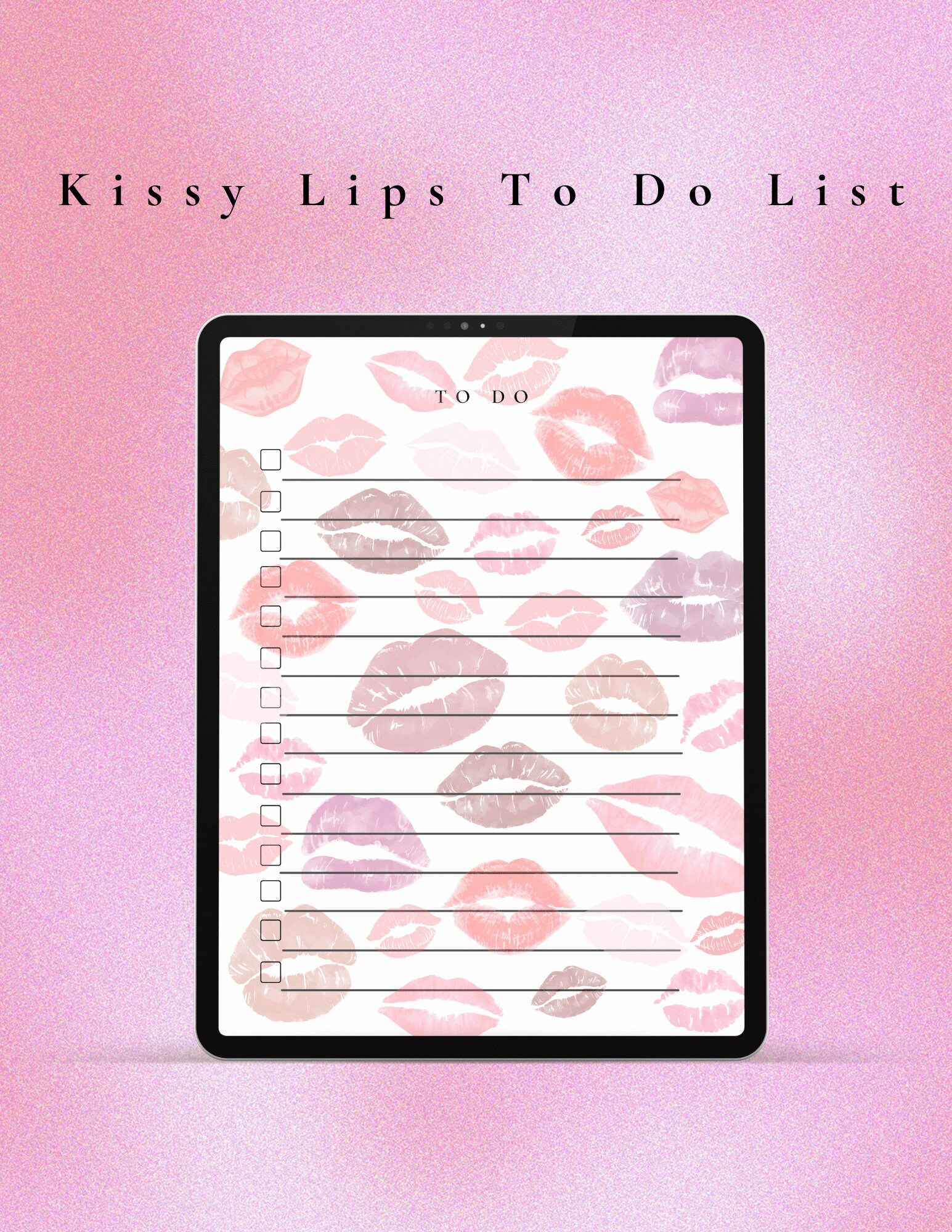 Printable Valentines Kiss Kissy Lips to Do List Digital Printable Pink ...