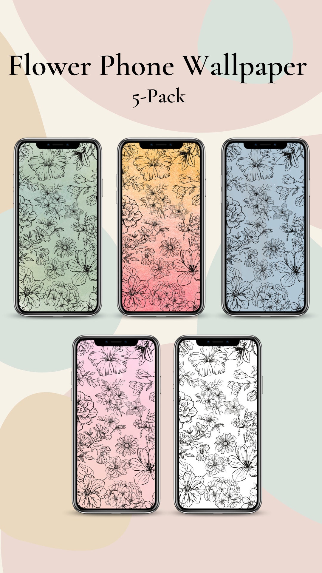 5 Stylish Phone Wallpapers | Digital Download Bundle | Instant Phone ...