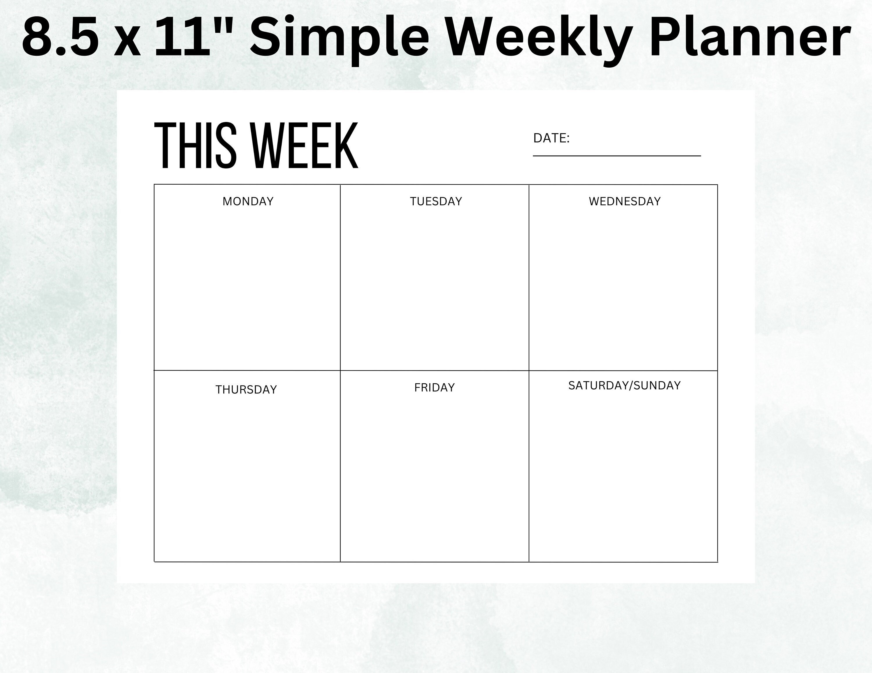 Weekly Planner Printable Simple Day of the Week Printable Digital ...