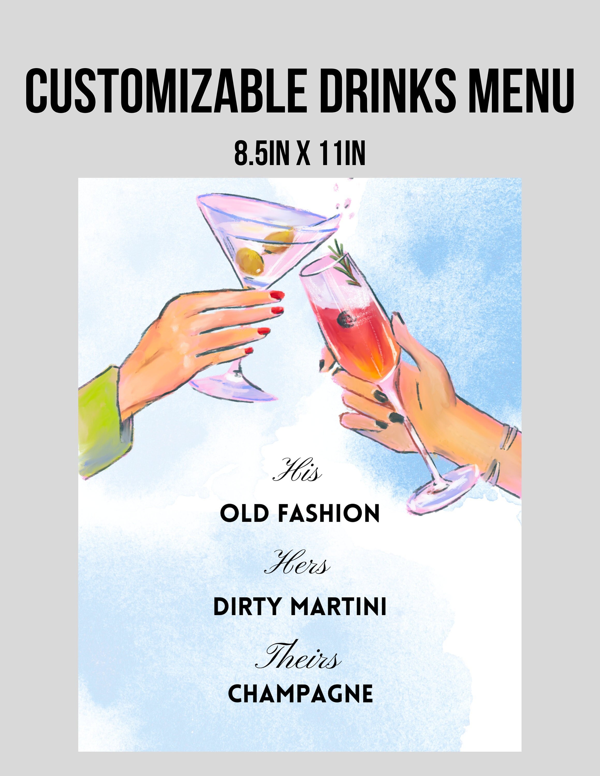 Signature Cocktail Bar Menu Template Wedding Bar Menu Open Bar - Etsy