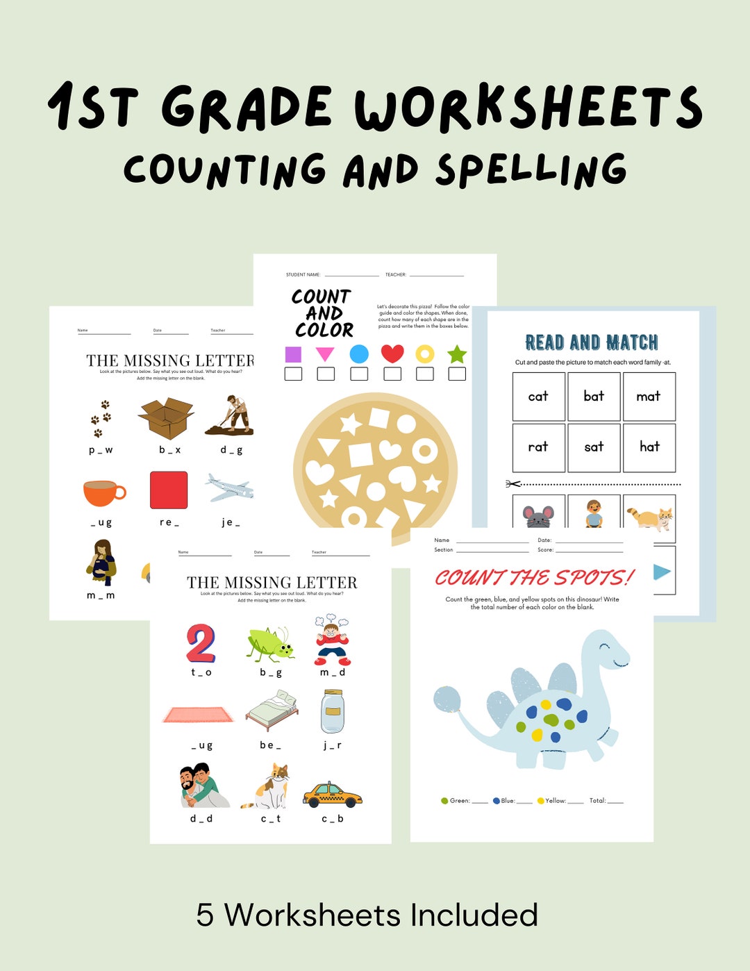 Interactive 1st Grade Worksheet Bundle 1st First Grade Worksheet ...