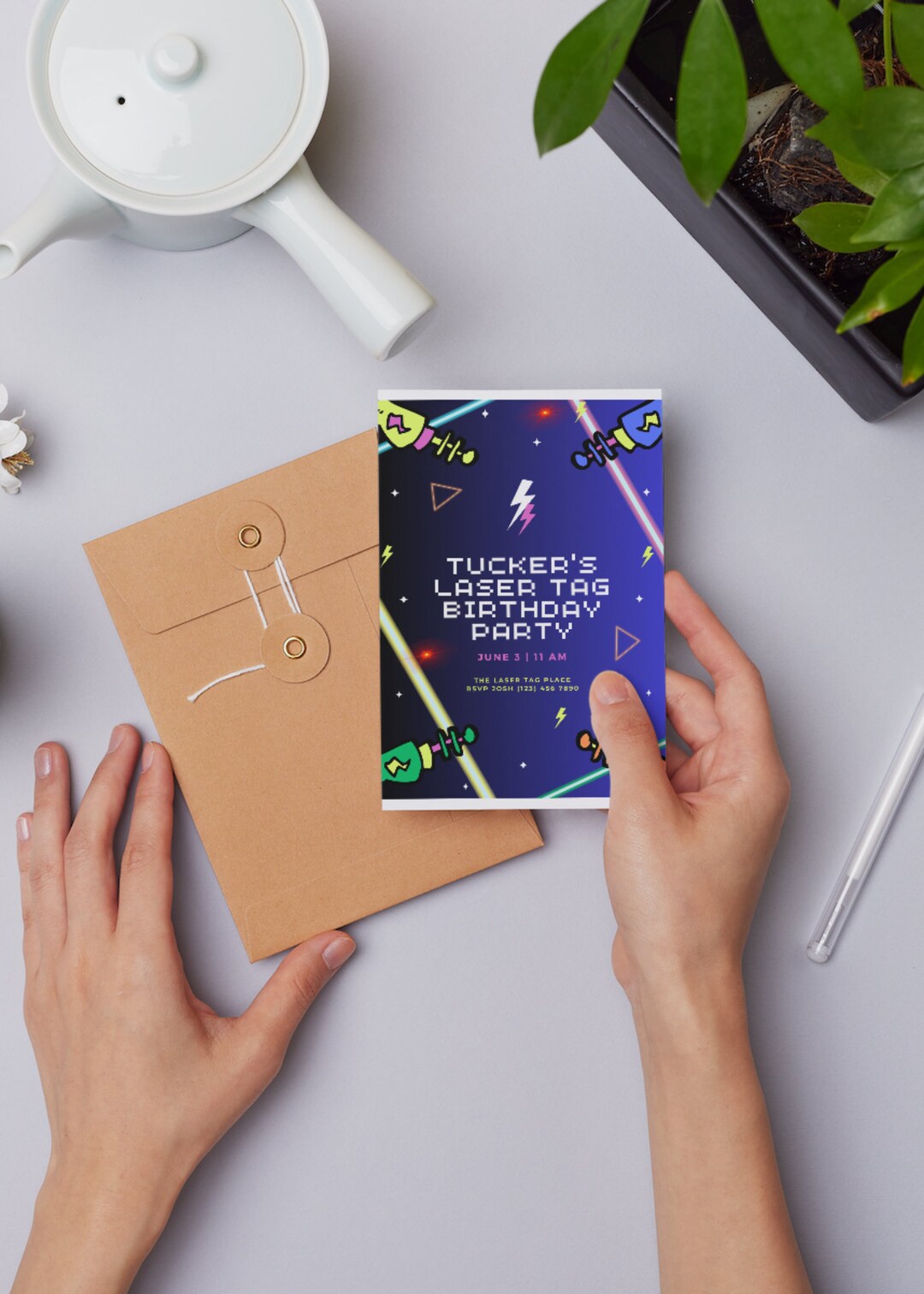 Laser Tag Birthday Party Invitation Action-packed Event Invite ...