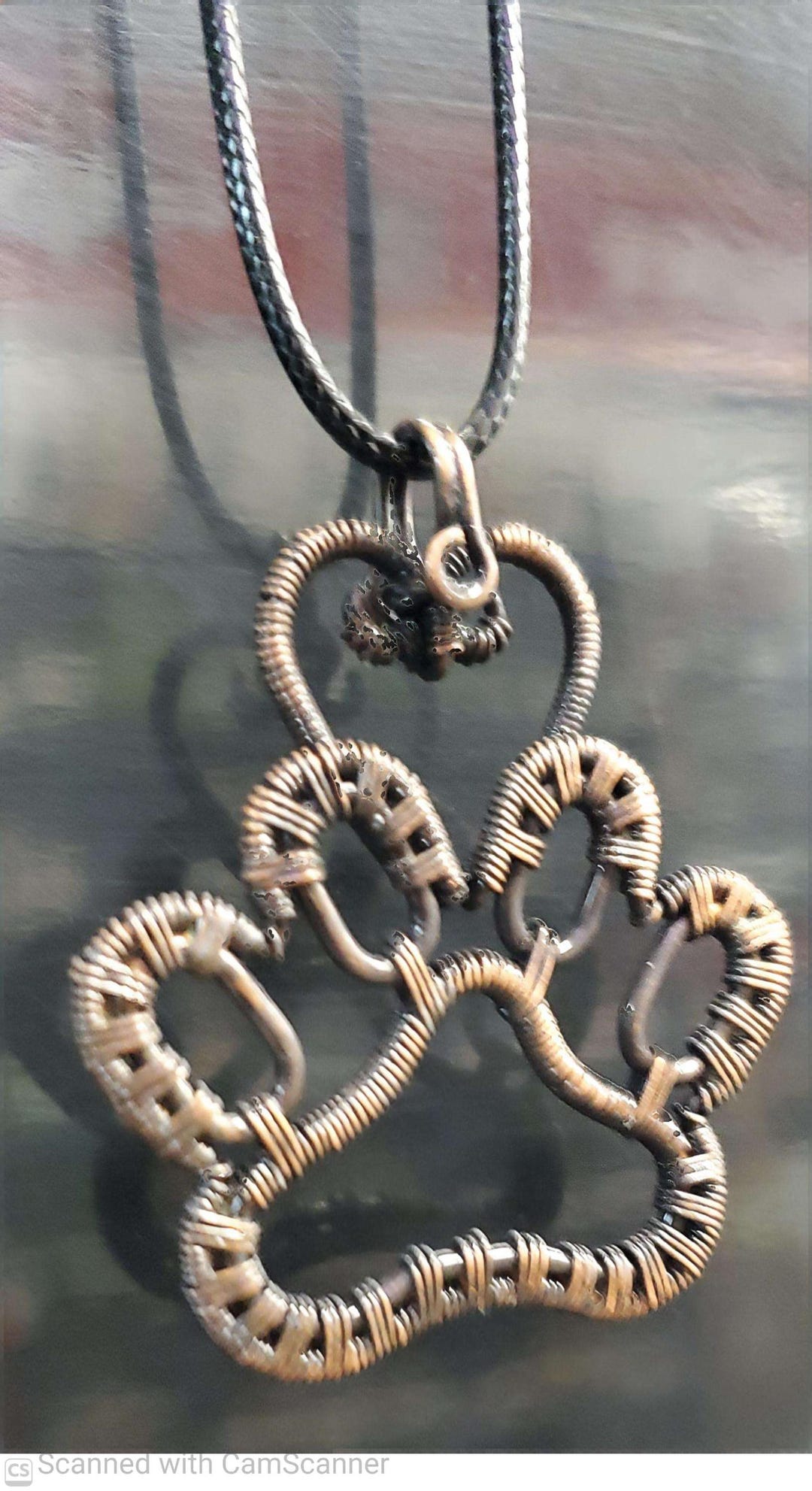 Handcrafted Copper Paw Print/heart Pendant Necklace - Etsy